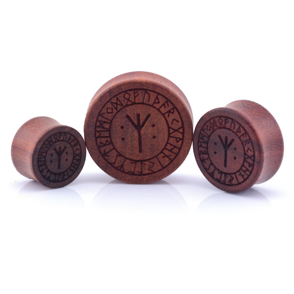 Nordic Runes Wood Ear Plug | Vault 101 Limited - Free UK Delivery